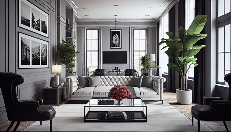 A Luxury Open Living Space of Luxurious Interior Design AI Generative ...