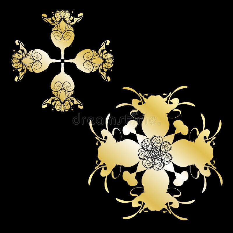 Luxury Ornament Golden Sticker Banner Pack Collection2 Stock Vector ...