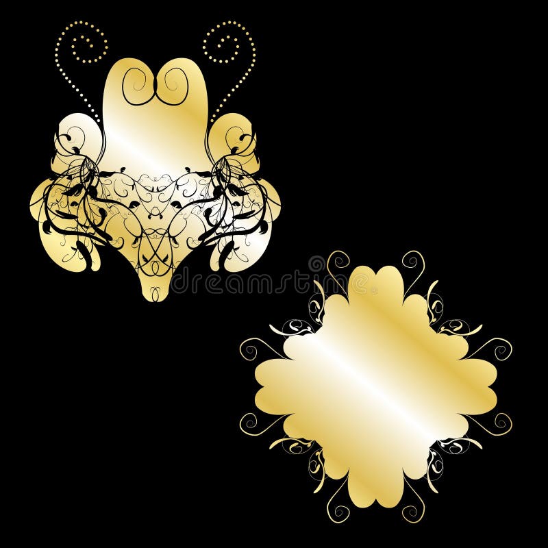 Luxury Ornament Golden Sticker Banner Pack Collection Stock Vector ...