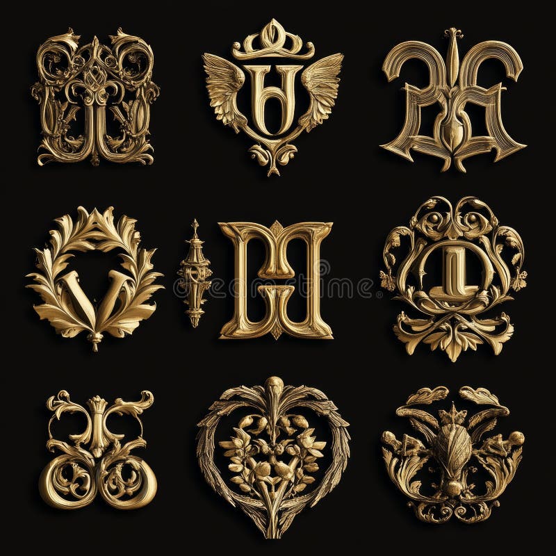 Luxury Ornamental Design Elements. Set of Vintage Monograms Stock ...