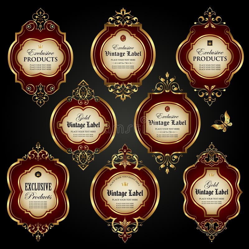 Luxury Ornamental Gold-framed Labels Vector Set Stock Vector ...