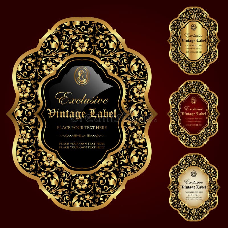 Luxury Ornamental Gold-framed Labels - Vector Set Stock Vector ...