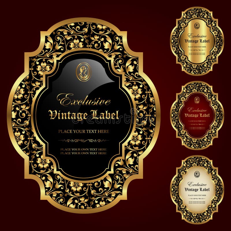 Luxury Ornamental Gold-framed Labels - Vector Set Stock Vector ...