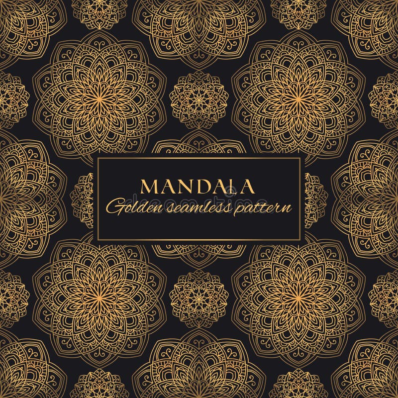 Luxury Ornate Backdrop with Golden Arabic Elements on Black Background ...