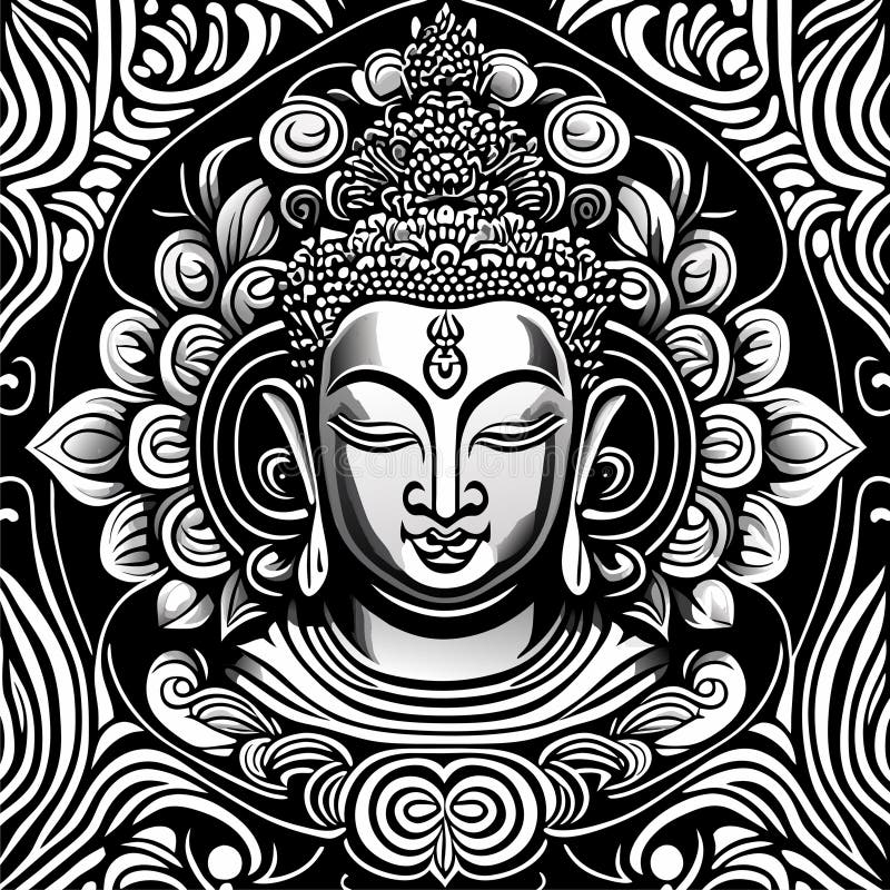 Luxury Outline Pattern Seamless Background of Buddha_03 Stock ...