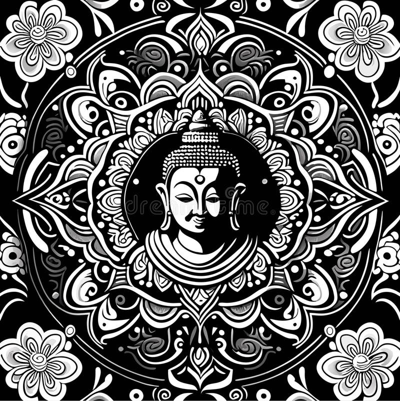 Luxury Outline Pattern Seamless Background of Buddha_012 Stock Vector ...
