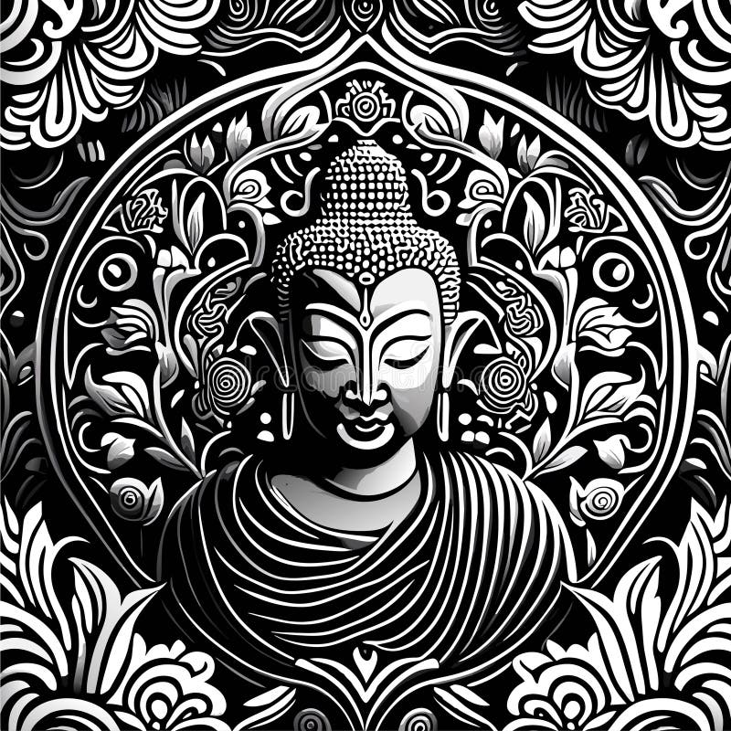 Luxury Outline Pattern Seamless Background of Buddha_03 Stock ...
