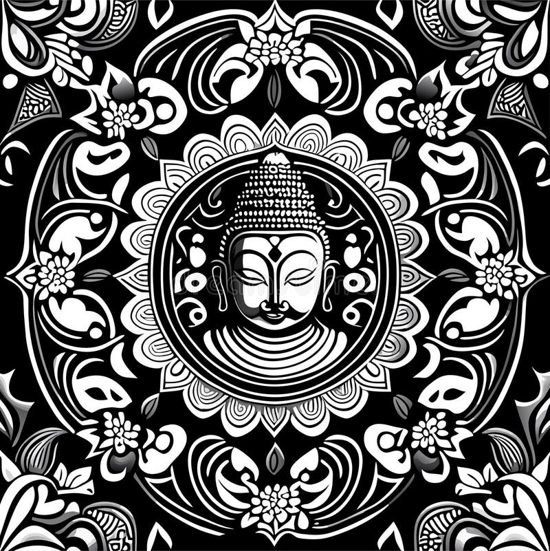Luxury Outline Pattern Seamless Background of Buddha_012 Stock Vector ...