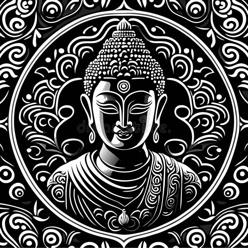 Luxury Outline Pattern Seamless Background of Buddha_012 Stock ...