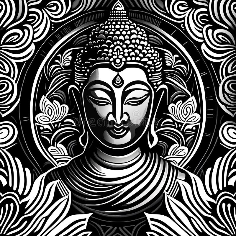 Luxury Outline Pattern Seamless Background of Buddha_03 Stock ...