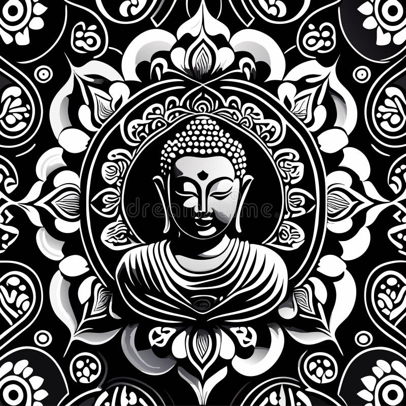 Luxury Outline Pattern Seamless Background of Buddha_012 Stock Vector ...