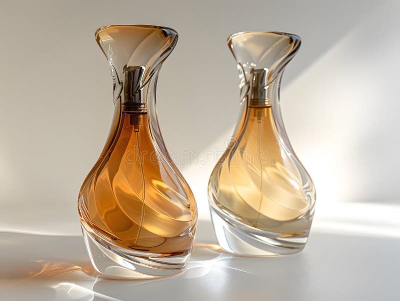 Luxury Pairing: Unique and Luxurious Perfume Bottles Stock Illustration ...