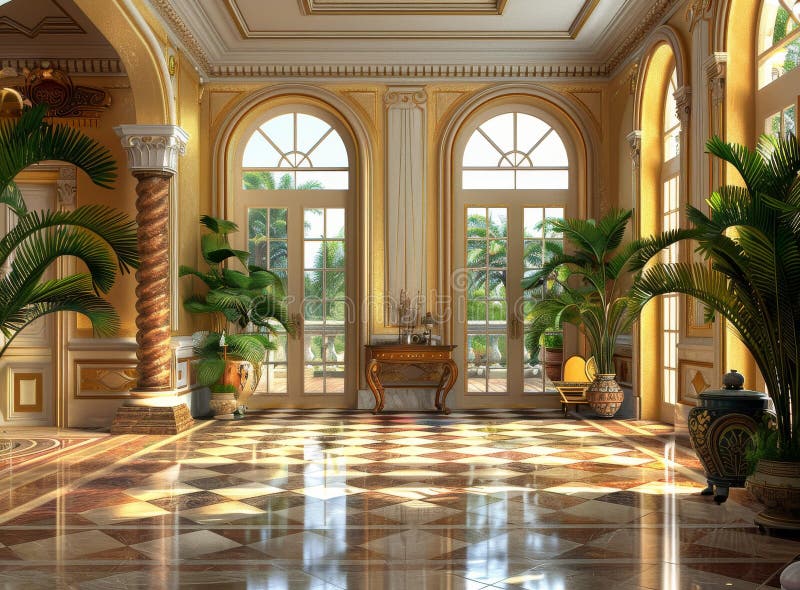 Luxury Palace Interior, Realistic Fantasy Interior of the Palace Stock ...