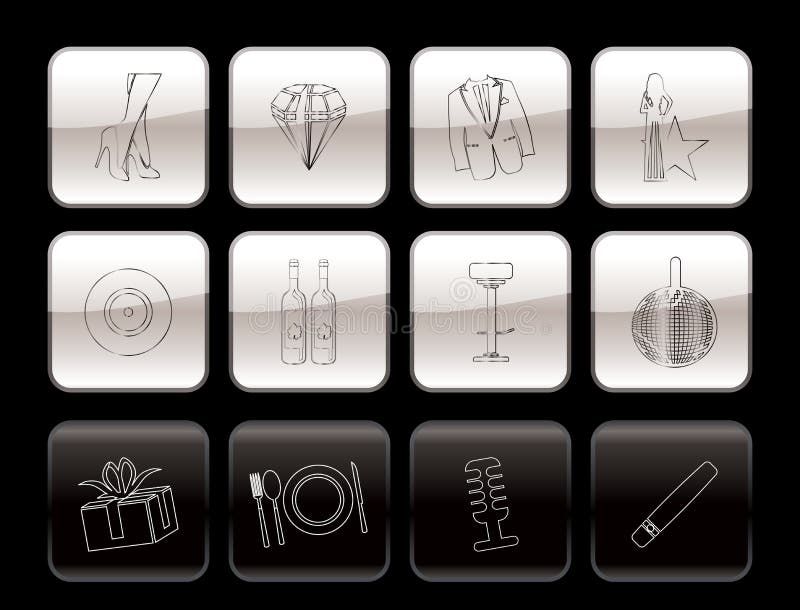 Luxury Party and Reception Icons Stock Vector - Illustration of ...
