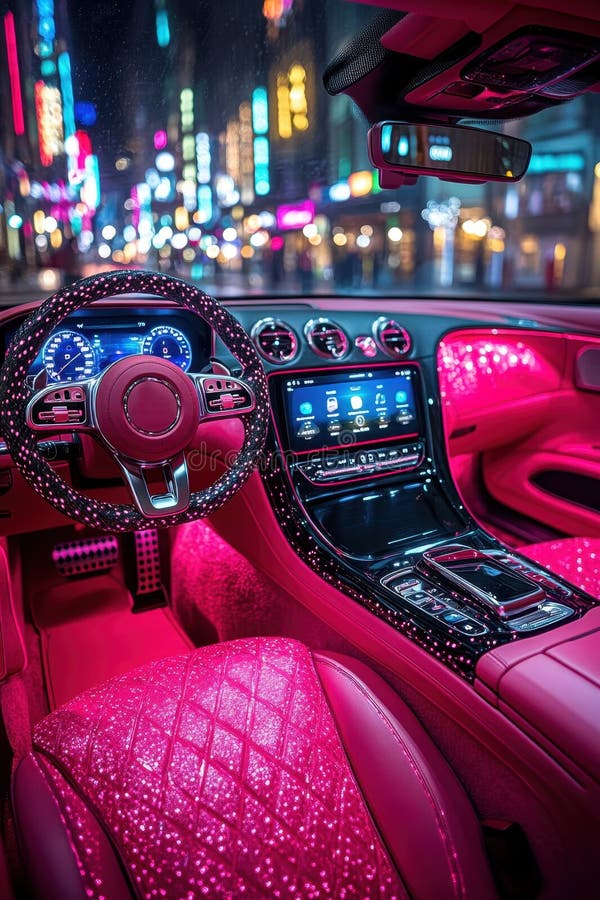 Luxury Passenger Car Interior. Instrument Panel, Steering Wheel ...