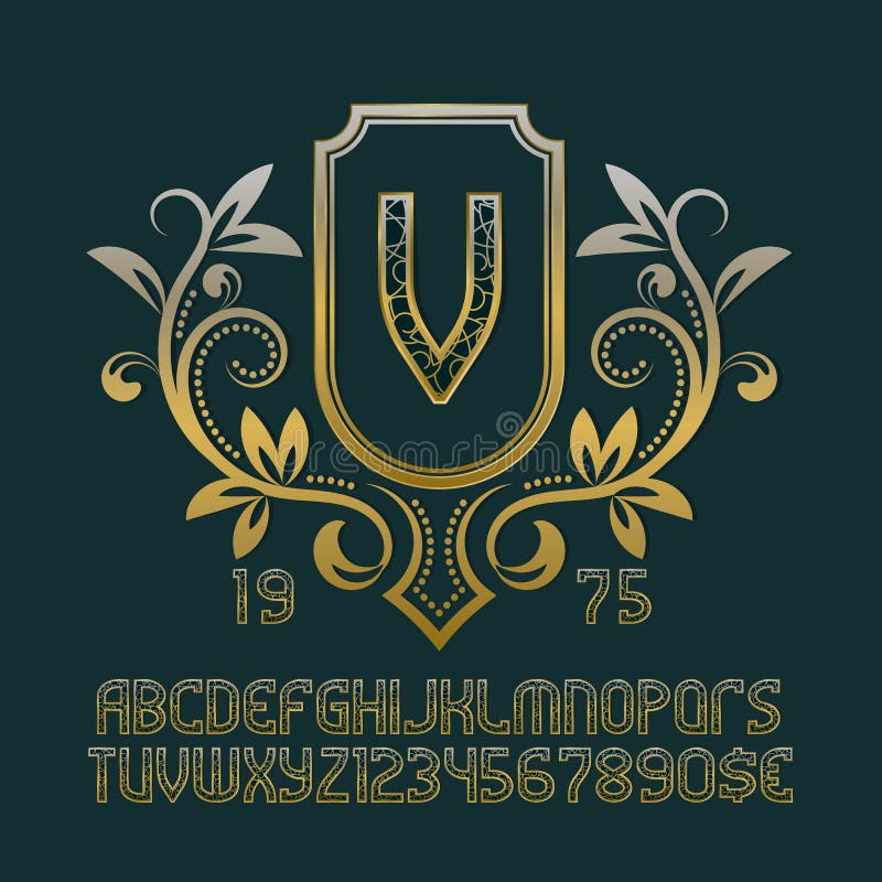 Luxury Patterned Monogram Template in Splendid Floral Wreath with ...