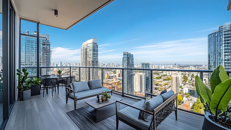 A Luxury Penthouse Condo with an Expansive Terrace Stock Illustration ...