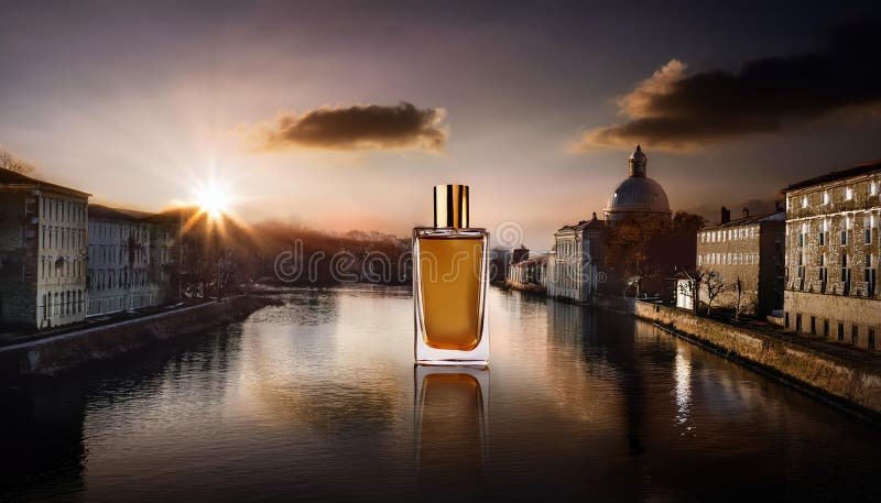 Luxury Perfume Advertisement Featuring a Stunning Bottle Against a ...