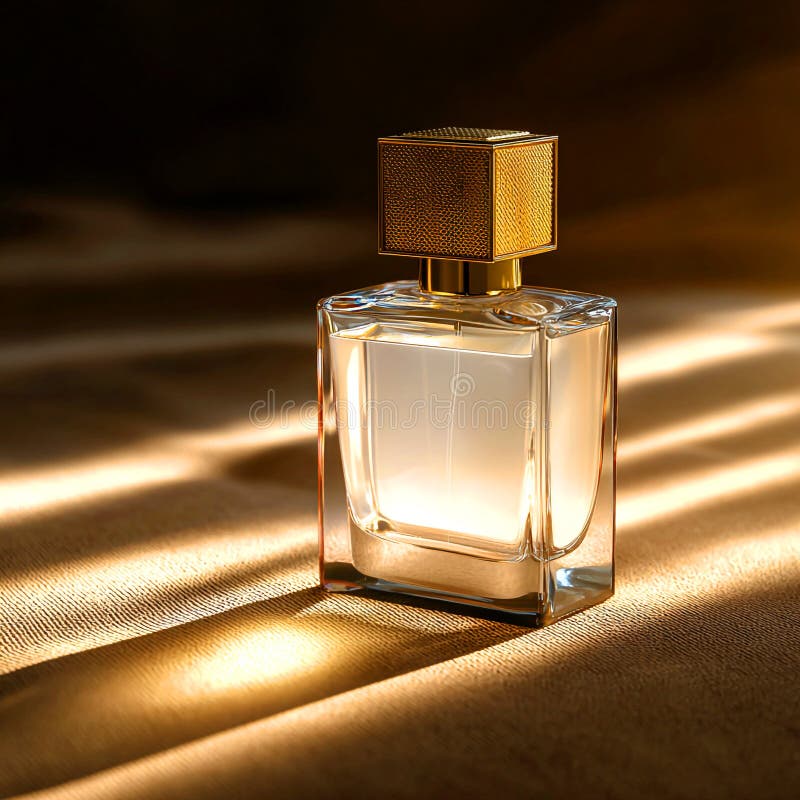 Luxury Perfume Bottle Elegant Fragrance Packaging Design on Sandy Surface Stock Illustration ...