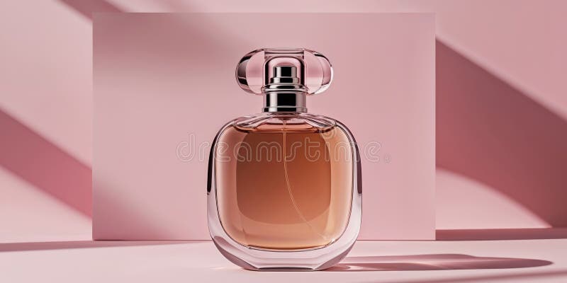 Luxury Perfume Bottle Light Brown Liquid Pink Black Background Stock ...