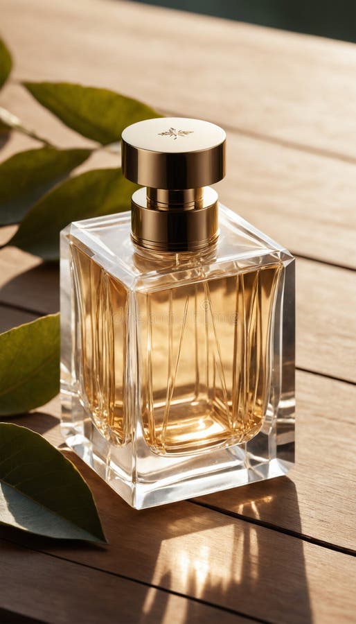 Luxury Perfume Bottle Placed on a Stone, Light Background Stock Image ...