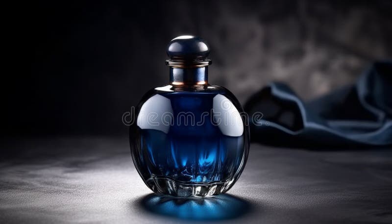 Luxury Perfume Bottle, Scented Liquid, Elegant Blue Glass Container ...