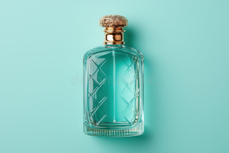 Luxury Perfume Bottle on a Teal Background Stock Illustration ...