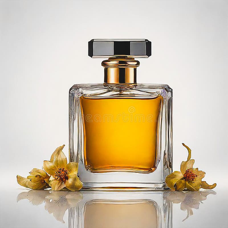 Luxury Perfumes and Floral Decor on Mirror Surface Stock Illustration ...