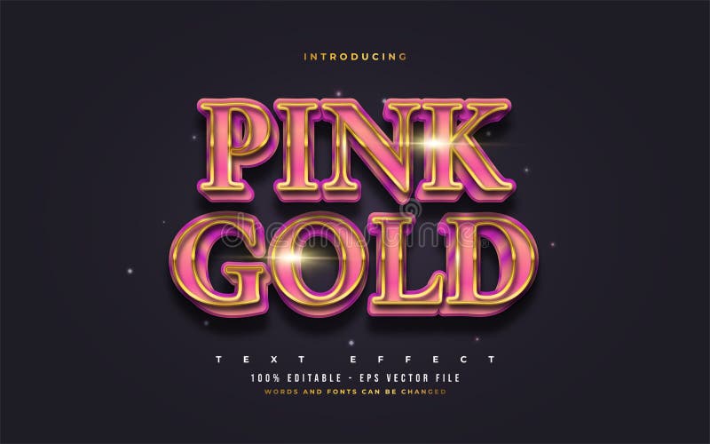 Luxury Pink and Gold Text Style with Realistic Embossed Effect ...