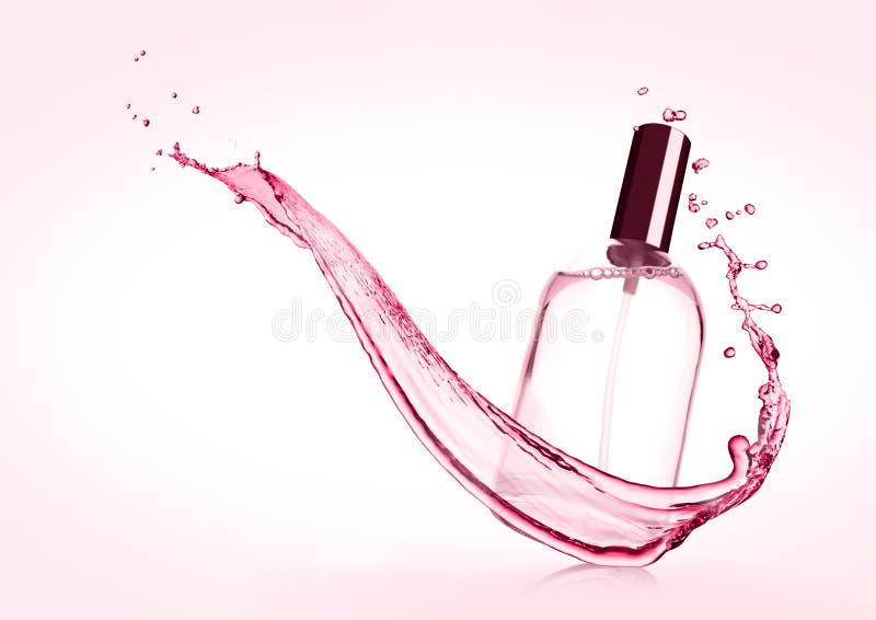 Luxury Pink Liquid Perfume Bottle with Splashes Stock Image - Image of ...