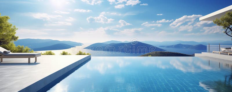 Luxury Pool with Breathtaking View, Panoramic Landscape, Generated Ai ...