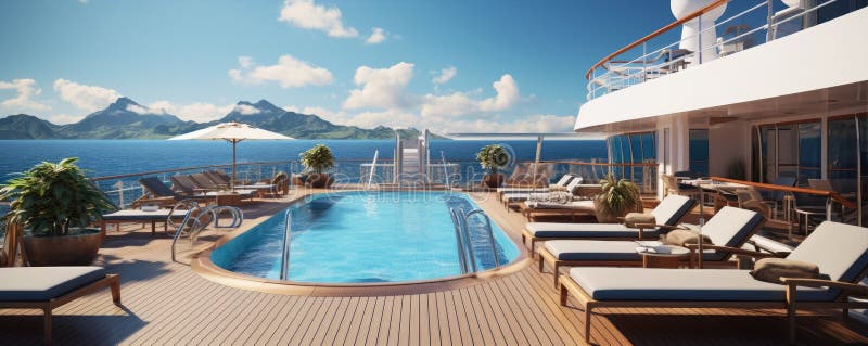 Luxury Pool at Cruise Ship at Summer Vacation Stock Illustration ...