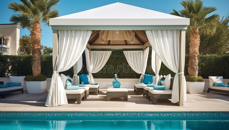 Luxury Poolside Relaxation at Modern Tropical Resort Generated by AI ...