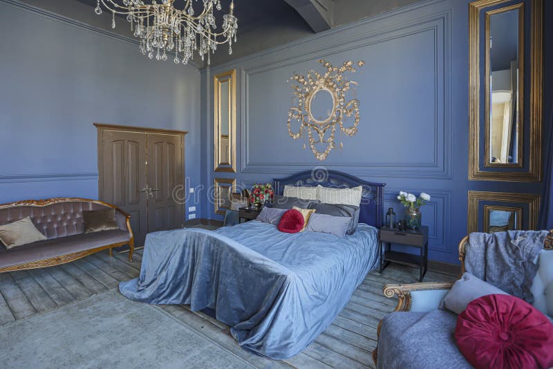 Luxury Posh Bed Room Interior in Stock Photo - Image of heritage ...