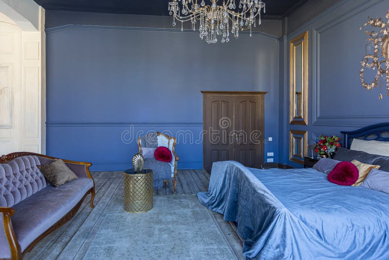 Luxury Posh Bed Room Interior in Stock Photo - Image of bedroom, home ...