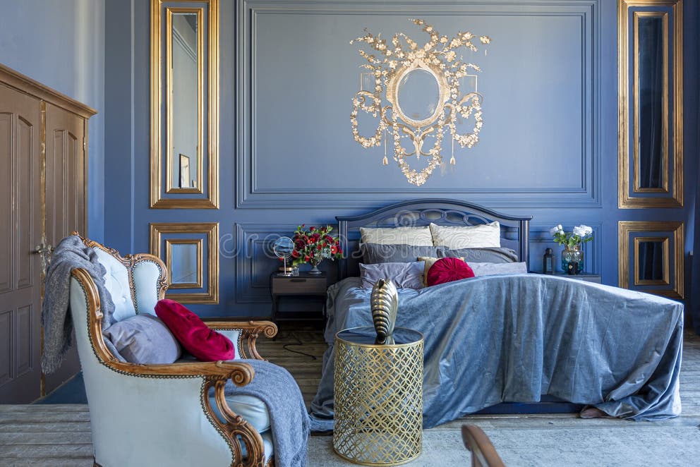 Luxury Posh Bed Room Interior in Stock Photo - Image of elements ...