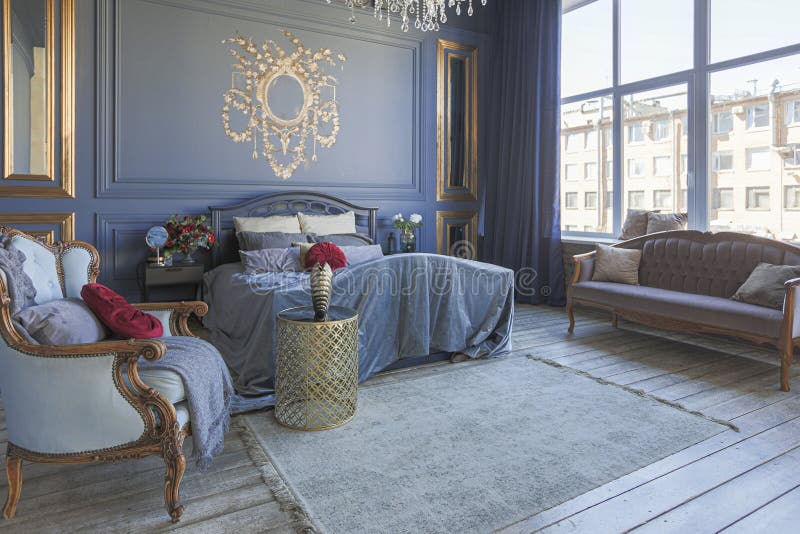 Luxury Posh Bed Room Interior in Stock Photo - Image of fashion, chic ...