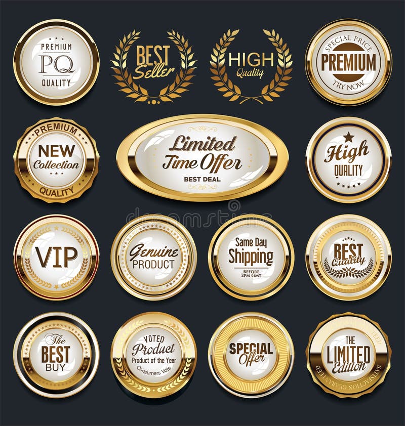 Luxury Premium Golden Badges and Labels Stock Illustration ...