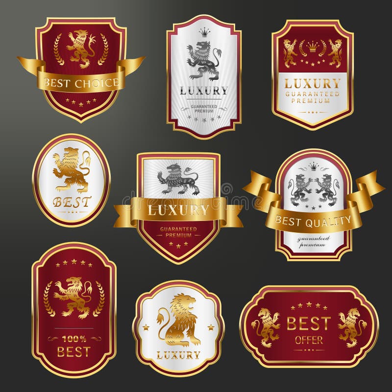 Luxury premium labels set stock illustration. Illustration of glossy ...