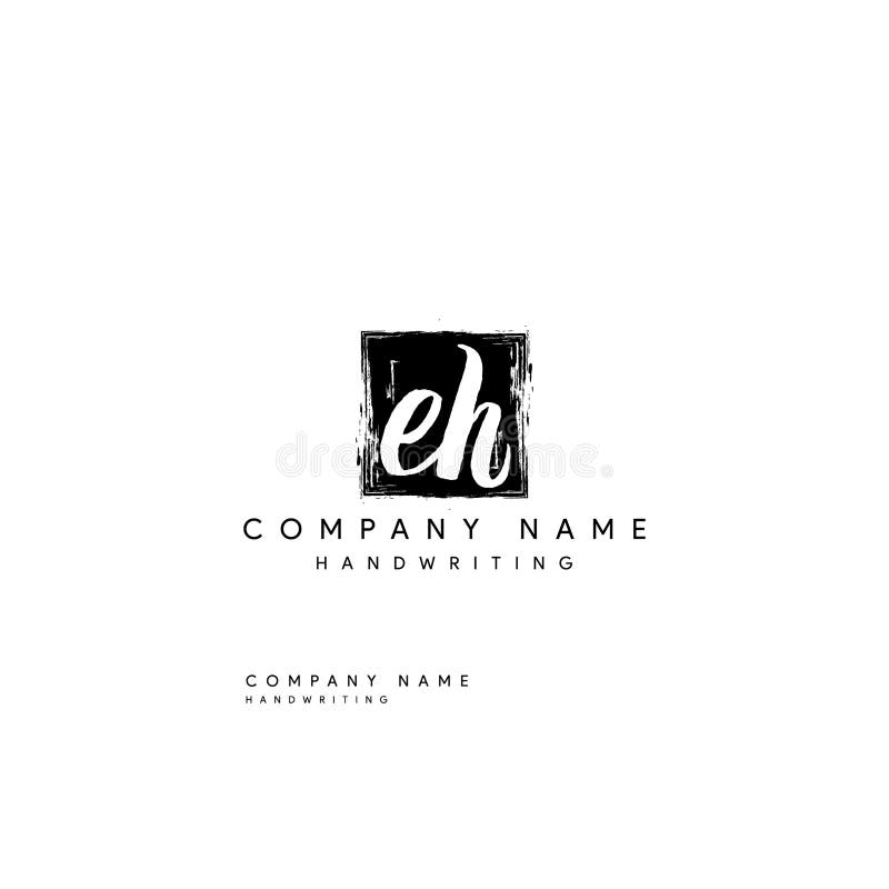 EH Initial Handwritten Logo Vector in the Square Texture Background ...