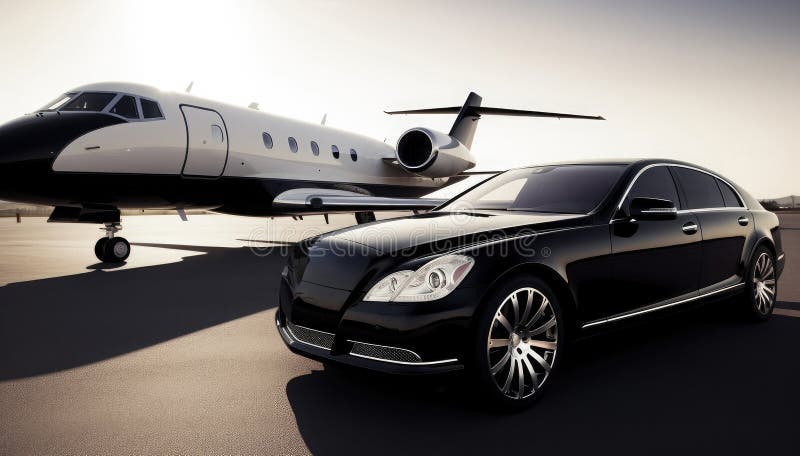 Luxury Private Jet and Business Car. Generative Ai Stock Illustration ...