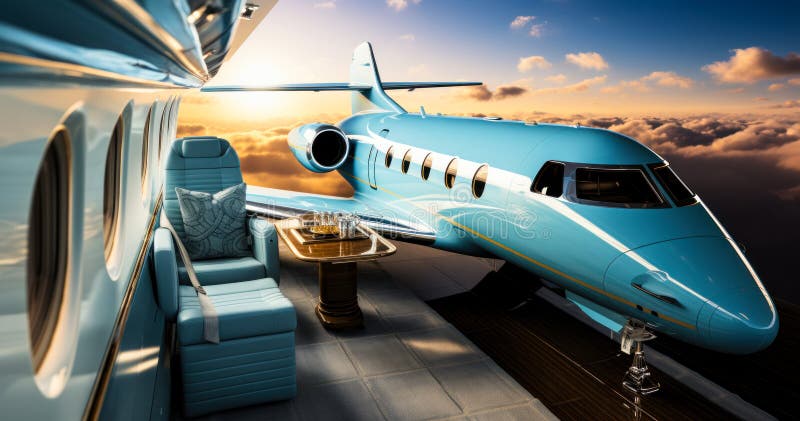 Luxury Private Jet Concept Banner Stock Illustration - Illustration of ...