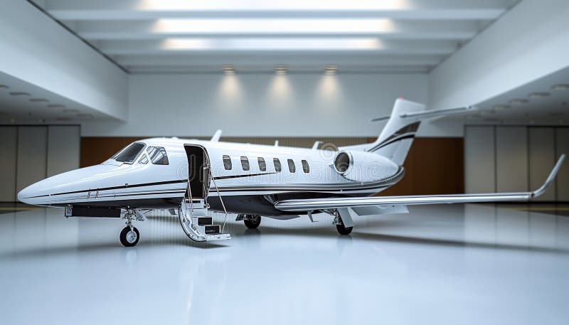 Luxury Private Jet in an Indoor Hangar Setting Stock Photo - Image of ...