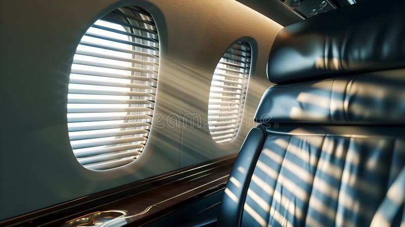 Luxury Private Jet Interior Leather Seats Window Light Stock ...