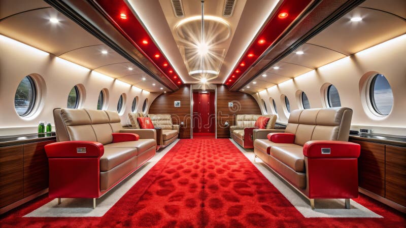 Luxury Private Jet Interior a WormsEye View of Exquisite Details on a ...