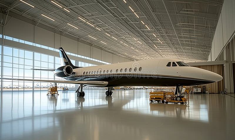 Luxury Private Jet in Spacious Hangar Showcasing Sleek Design and ...