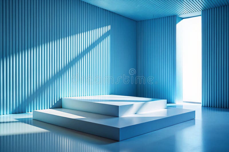 Luxury Product Display Abstract Geometry Studio with Blue Background ...