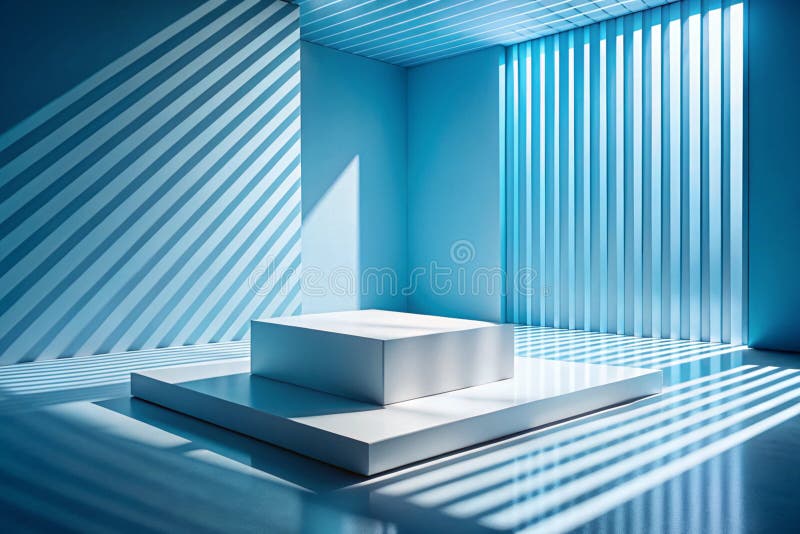 Luxury Product Display Abstract Geometry Studio with Blue Background ...