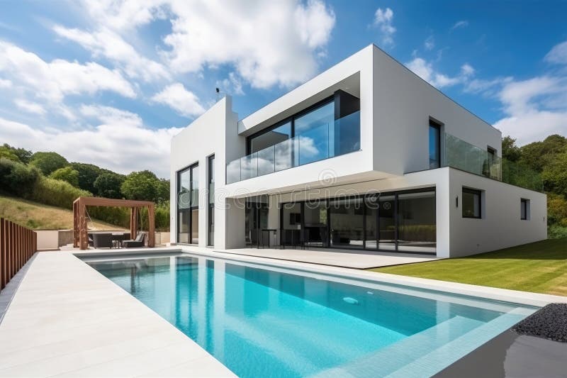 Luxury Property with Pool and Terrace in Contemporary Style Stock ...