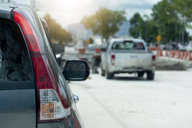 Luxury Rear Corner of Car on the Road. Stock Photo - Image of ...